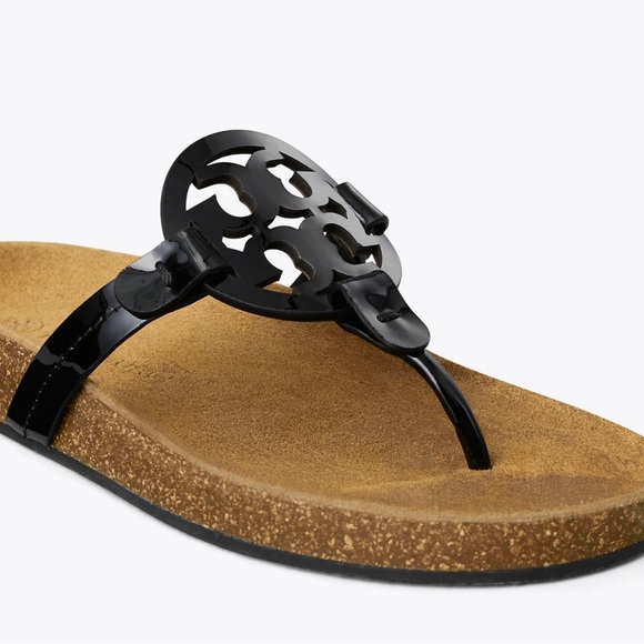 Tory Burch | Shoes | Tory Burch Miller Black Patent Leather Cork Logo ...